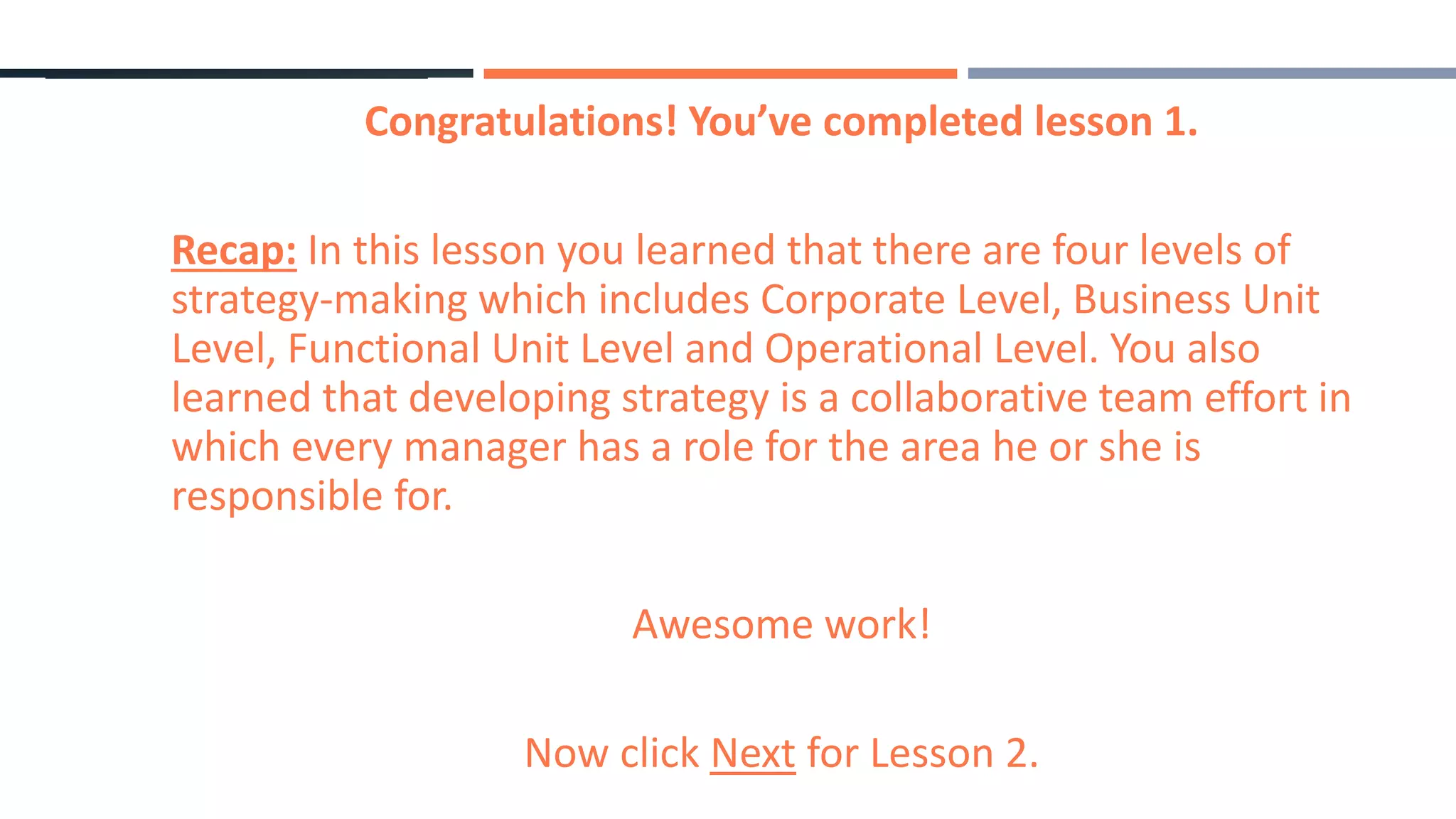 Lesson 1 the 4 levels of strategy | PPTX