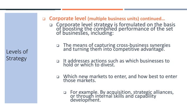 Lesson 1 the 4 levels of strategy | PPTX