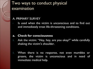 Lesson 1 (the basics of first aid) lesson 2 (survey of the scene and ...