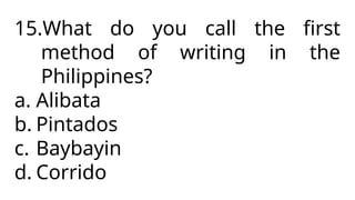 Lesson 1 Traditions and Locations The Filipino Poem (A Long History of ...