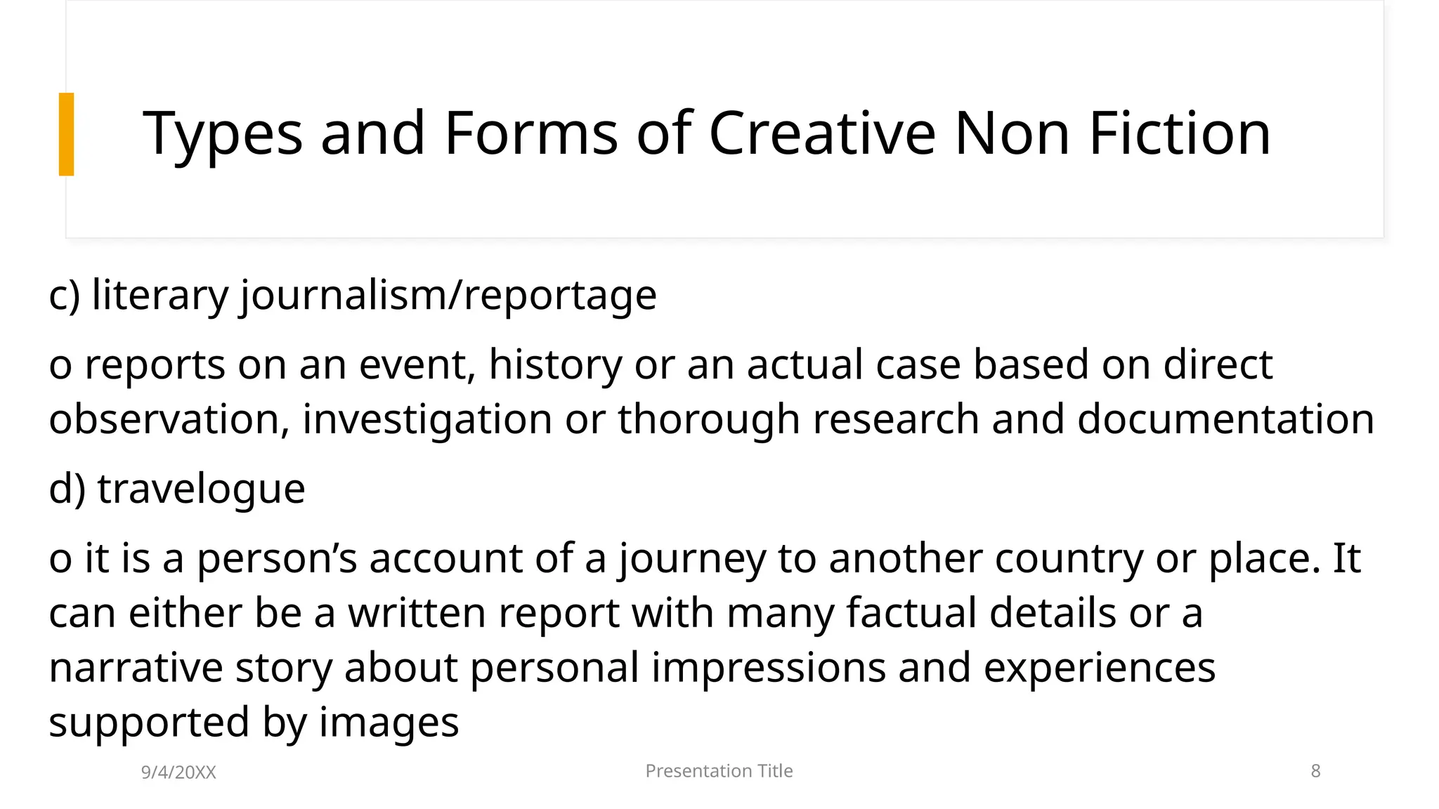 Lesson 1 Types and Forms of Creative Non Fiction.pptx