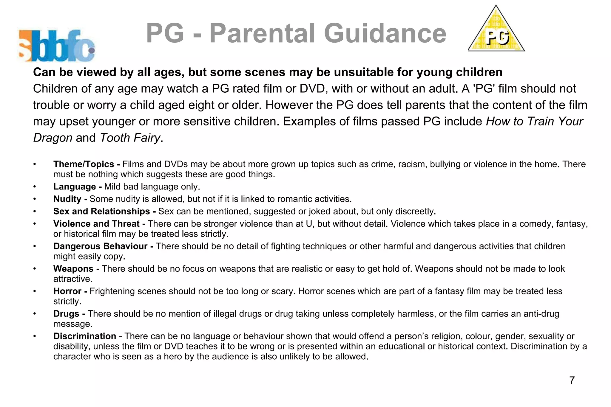 Classifying films for children U, PG, 12A + 15 | PPT