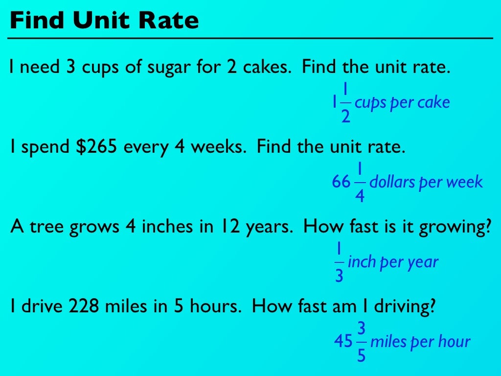 Lesson 1 (Unit Rates)