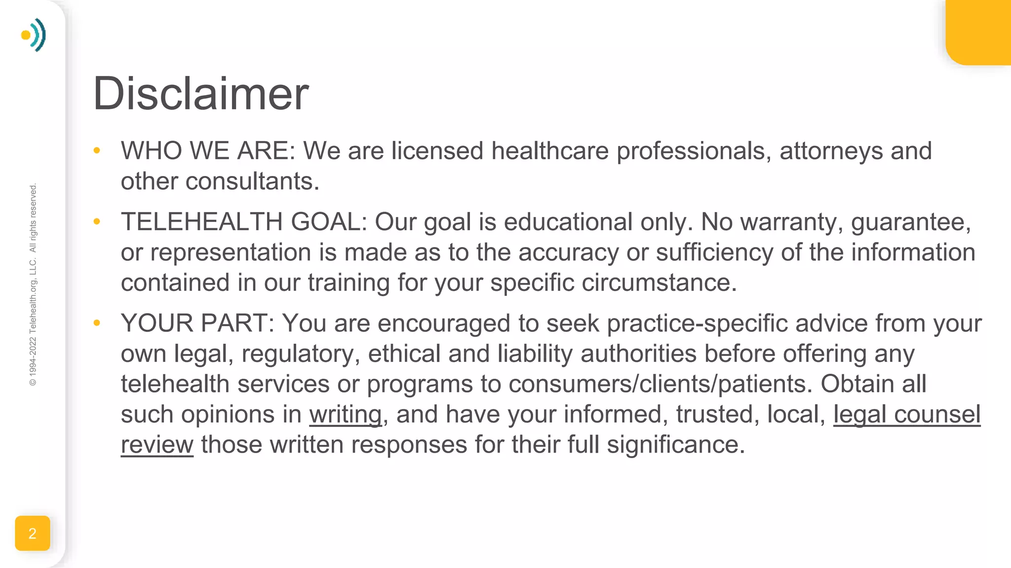 Lesson 1 of 3_Telepractice Telehealth Law & Ethics Implementation ...