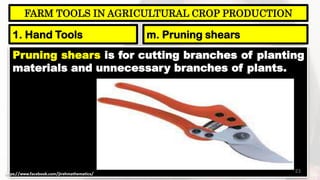 Agri-Crop Production - Lesson 1 use farm tools and equipment | PDF