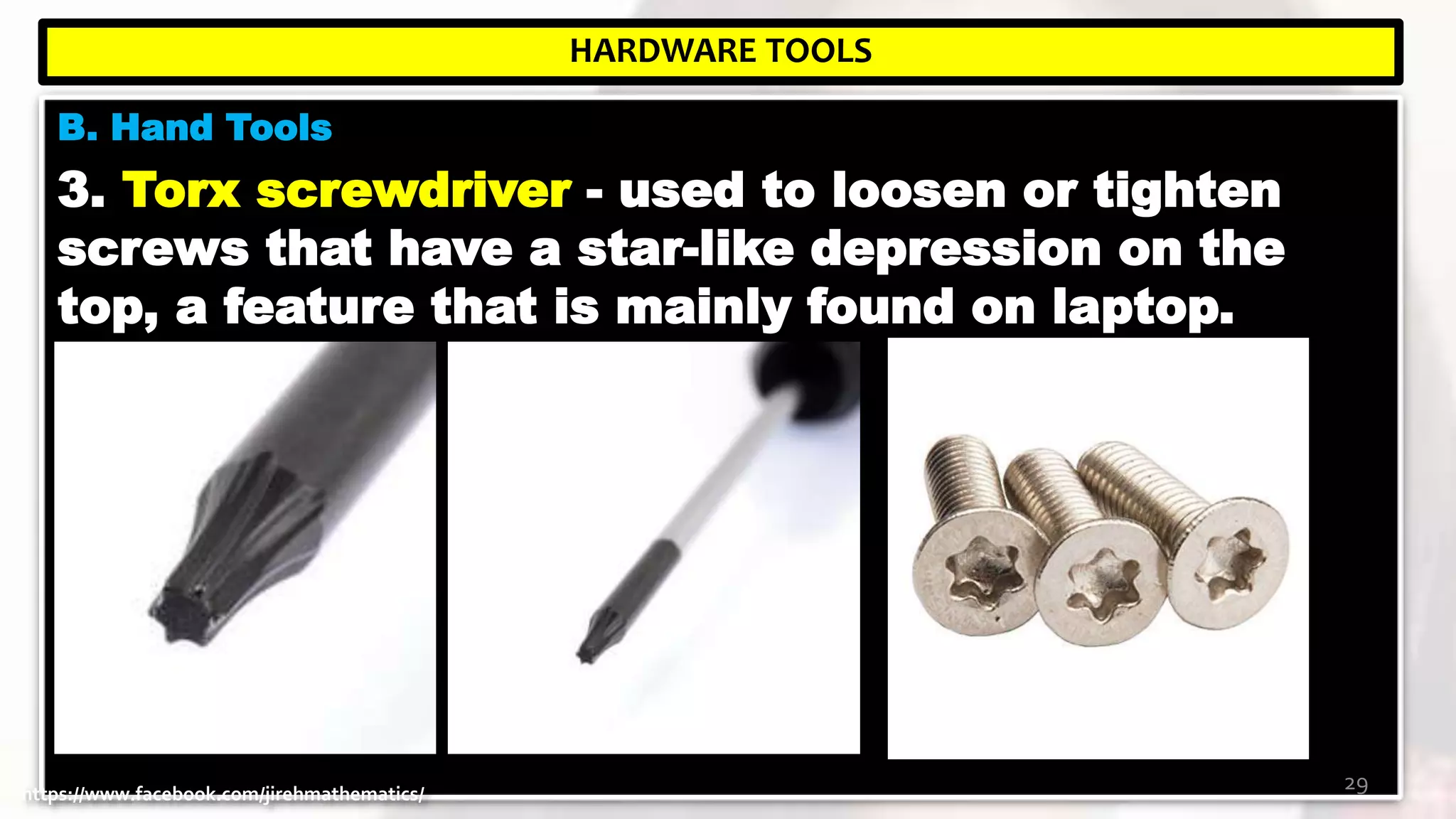 ICT: Computer Hardware Services - Lesson 1 use hand tools by Je-Jireh ...