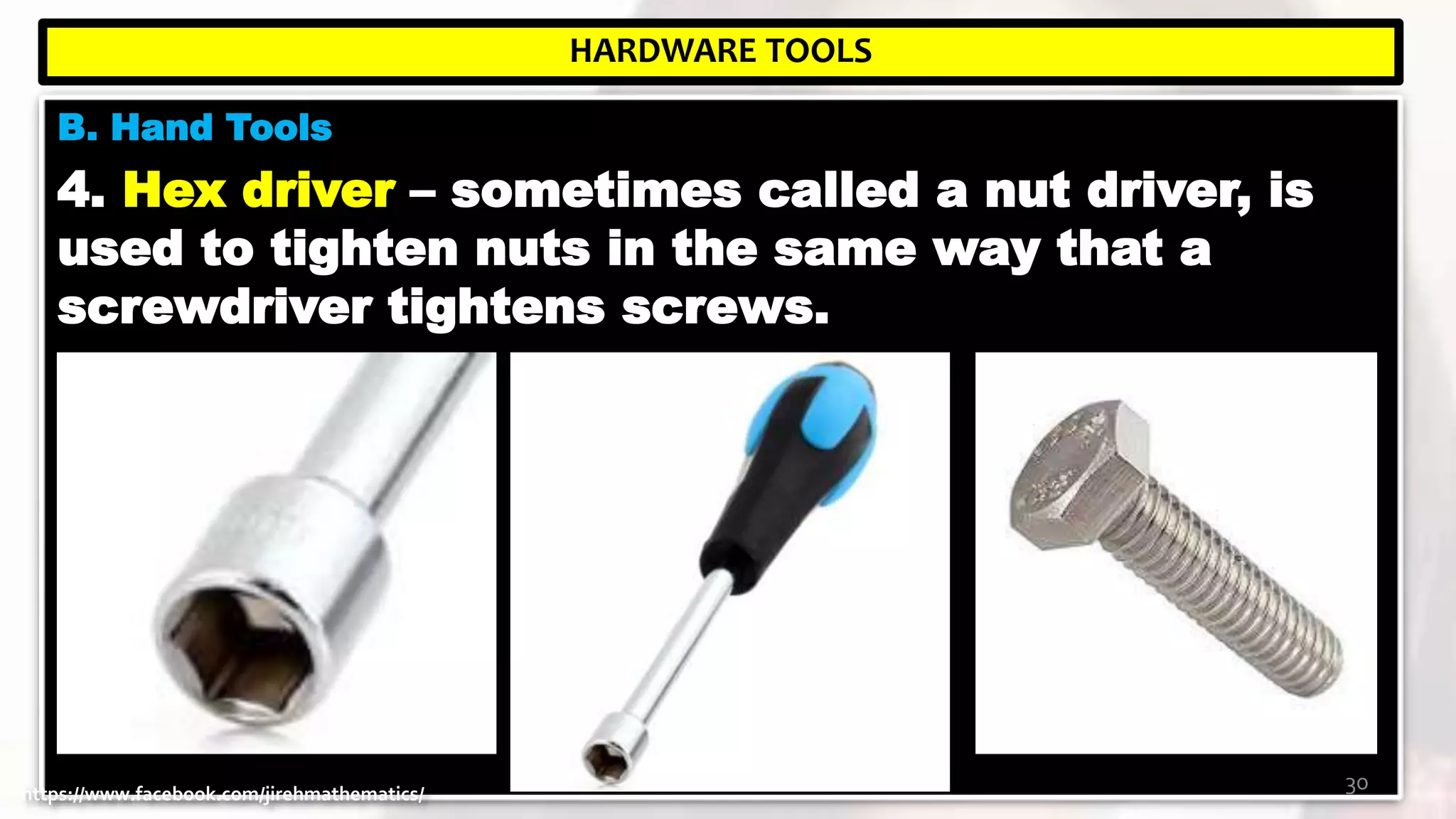 ICT: Computer Hardware Services - Lesson 1 use hand tools by Je-Jireh ...