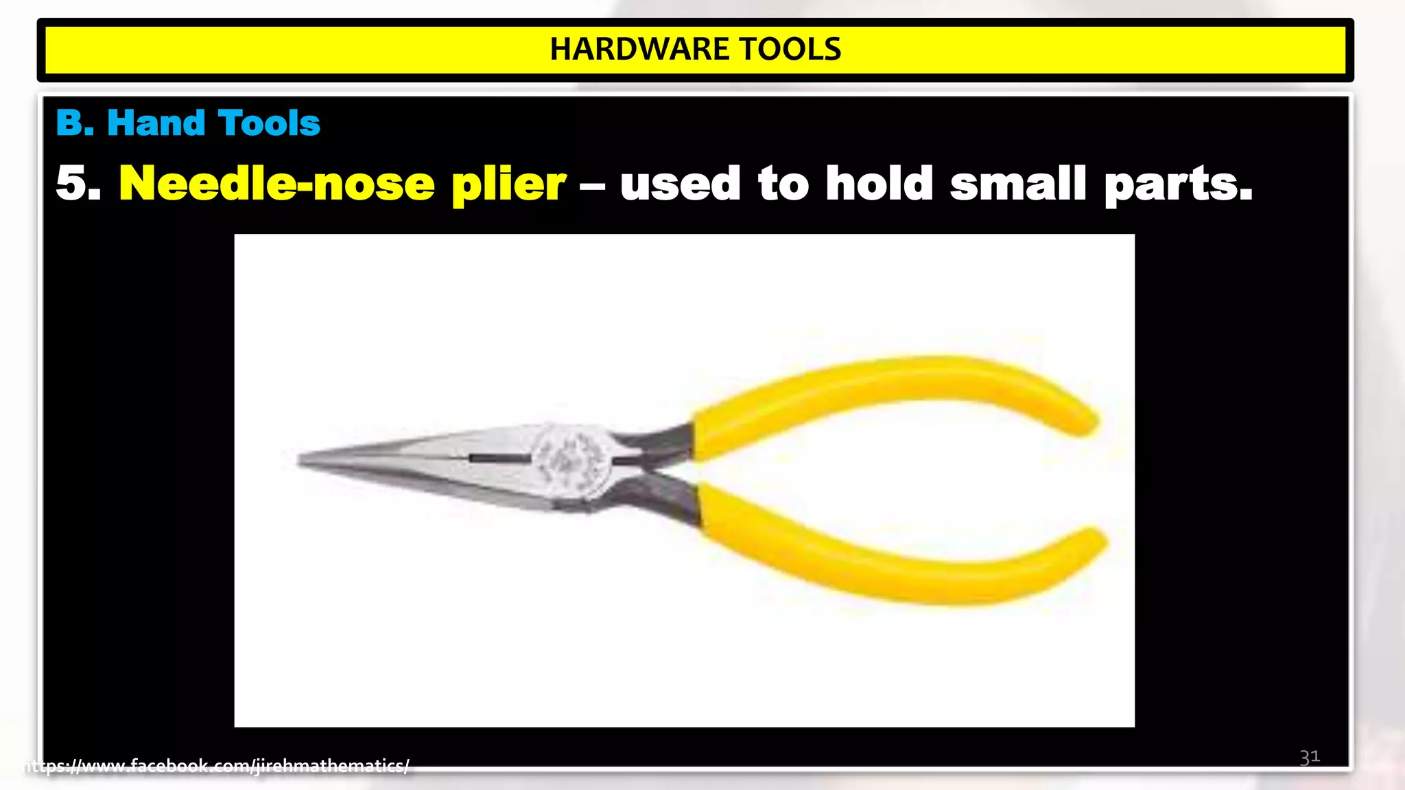 ICT: Computer Hardware Services - Lesson 1 use hand tools by Je-Jireh ...