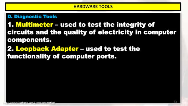 ICT: Computer Hardware Services - Lesson 1 use hand tools by Je-Jireh ...
