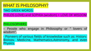 Lesson 1 WHAT IS PHILOSOPHY. powerpoint presentation | PPTX