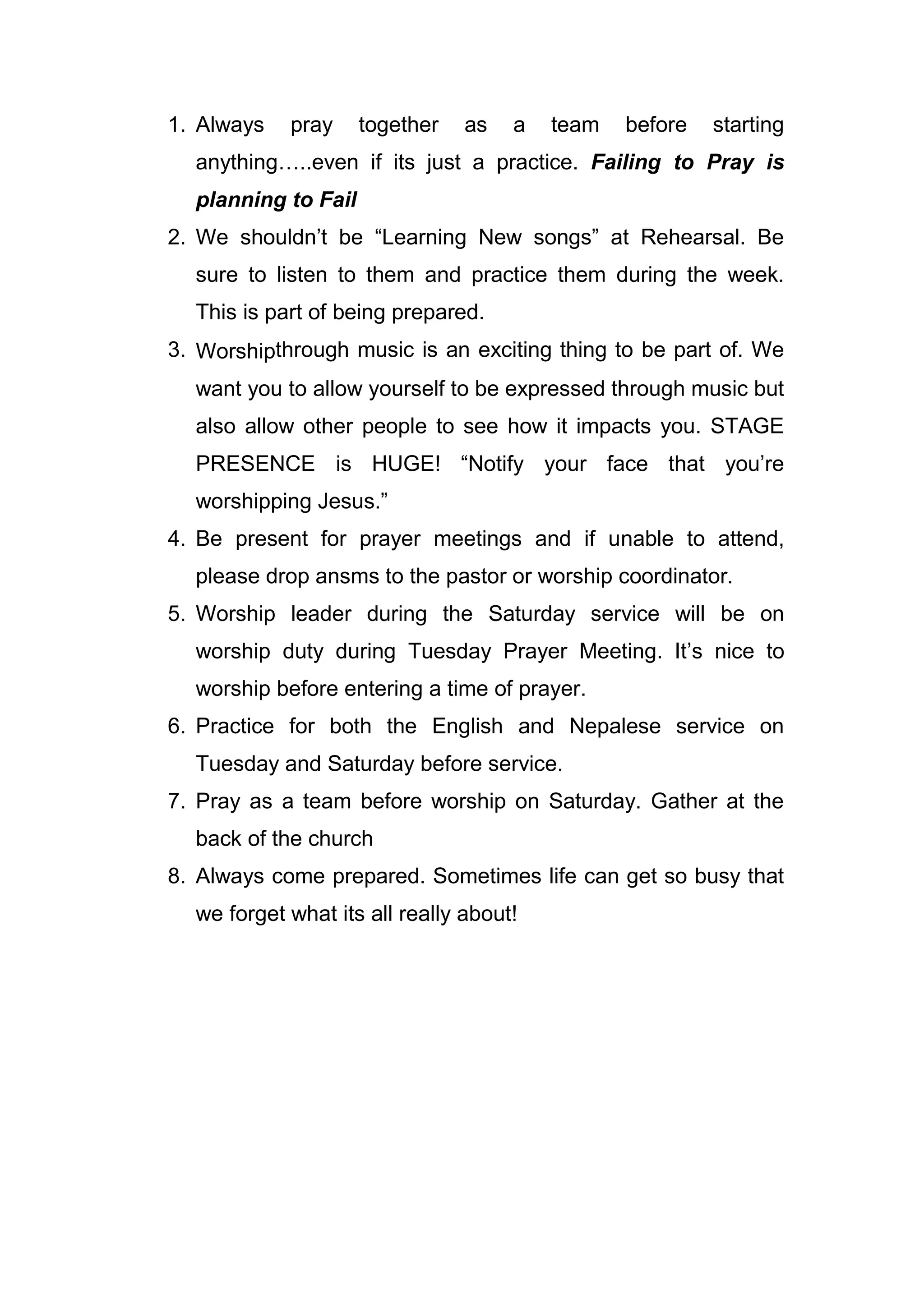Lesson 1 worship team | DOCX