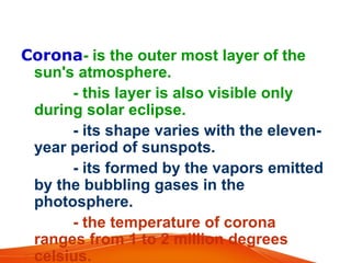Features of the Sun. | PPT