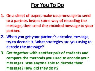 Lesson2.9 l u2l6 secrets encoding and decoding | PPT