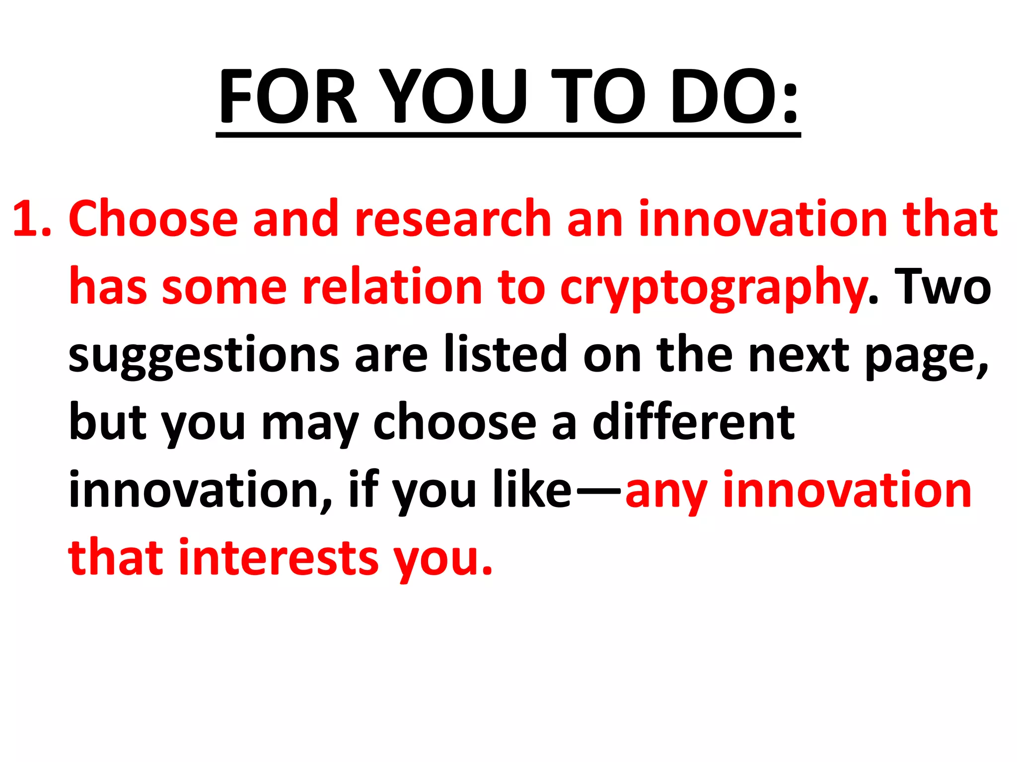 Lesson2.9 p u2l6 cryptography and innovations | PPT