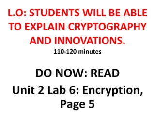 Lesson2.9 p u2l6 cryptography and innovations | PPT