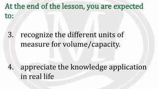 Lesson 2.3 measuring capacity | PPTX