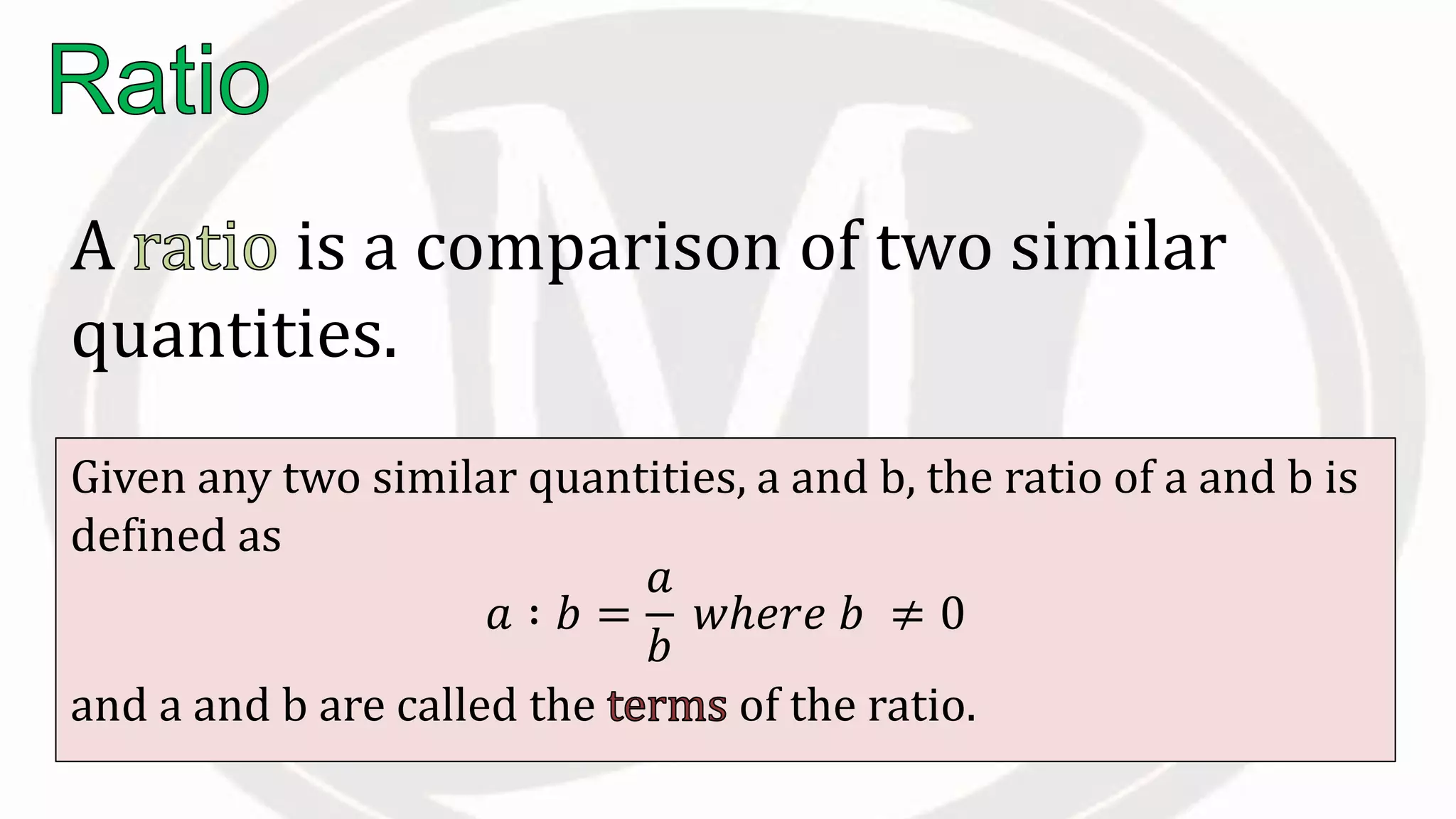 Lesson 2.10 ratio, rate and speed | PPTX