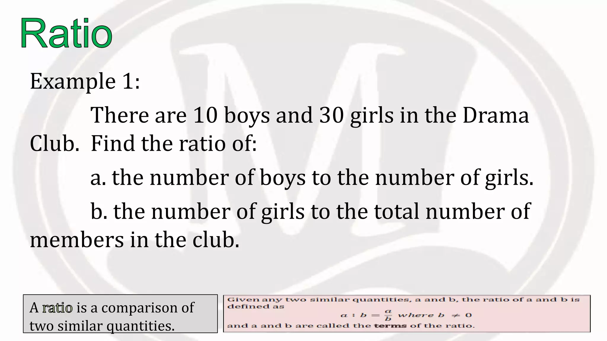 Lesson 2.10 ratio, rate and speed | PPTX
