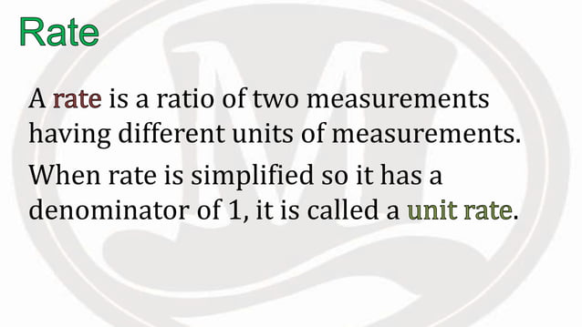 Lesson 2.10 ratio, rate and speed | PPTX | Physics | Science