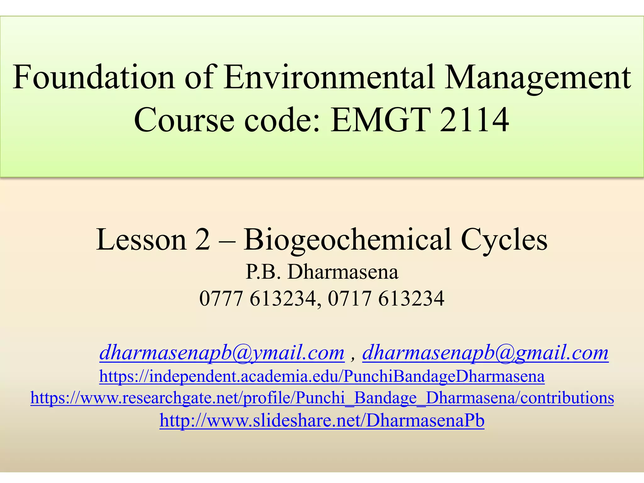 Lesson 2. biogeochemical cycles | PPT