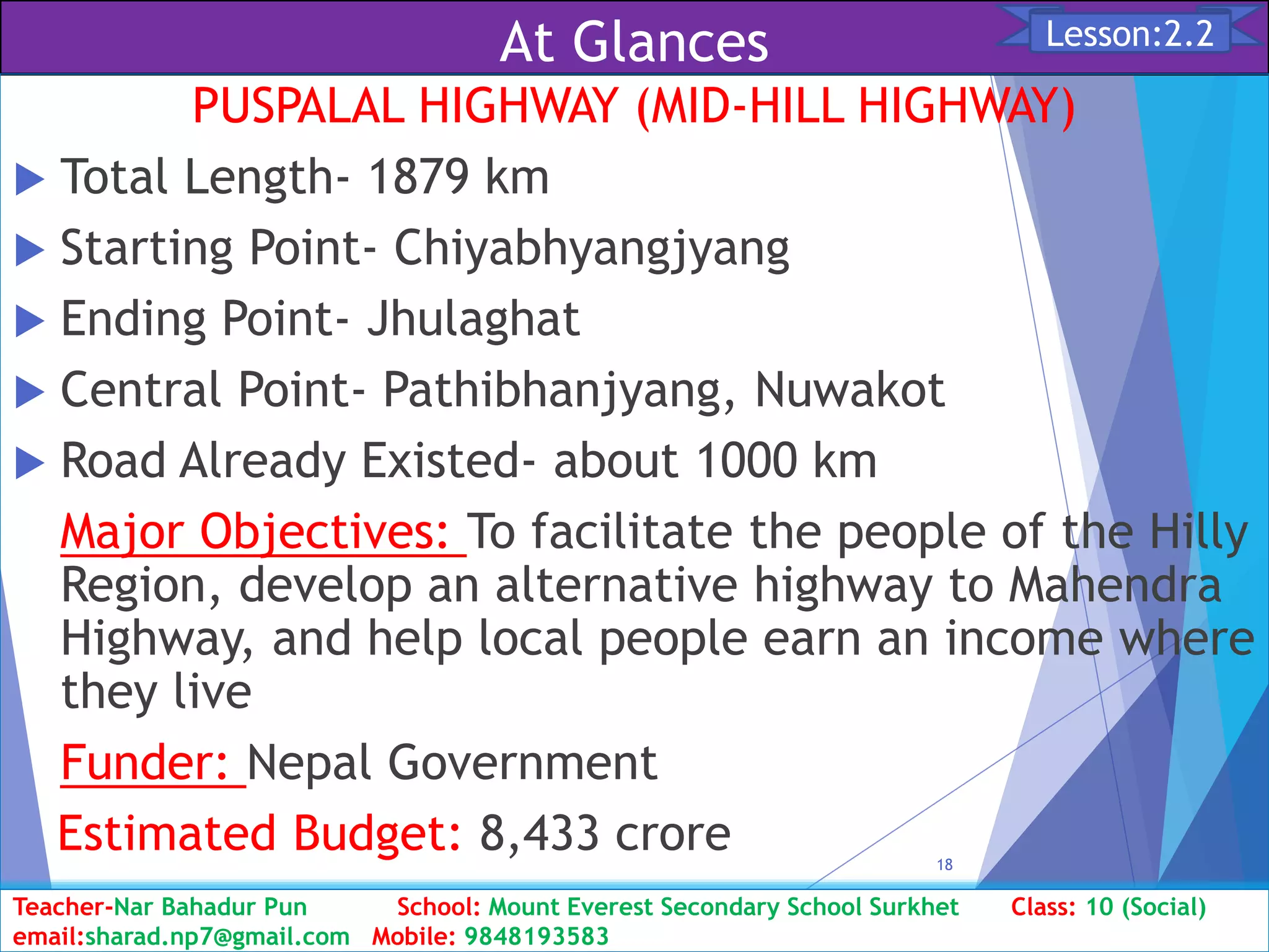 Lesson 2.2 (ten social) Development Projects running in Nepal | PPTX