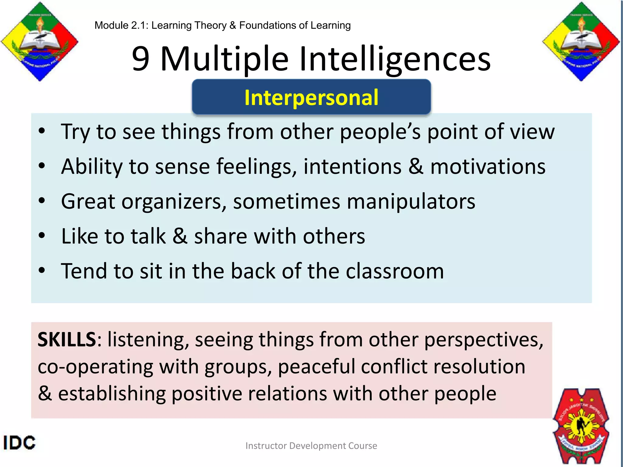 Lesson 2.1 learning theory and foundations of learning | PPT