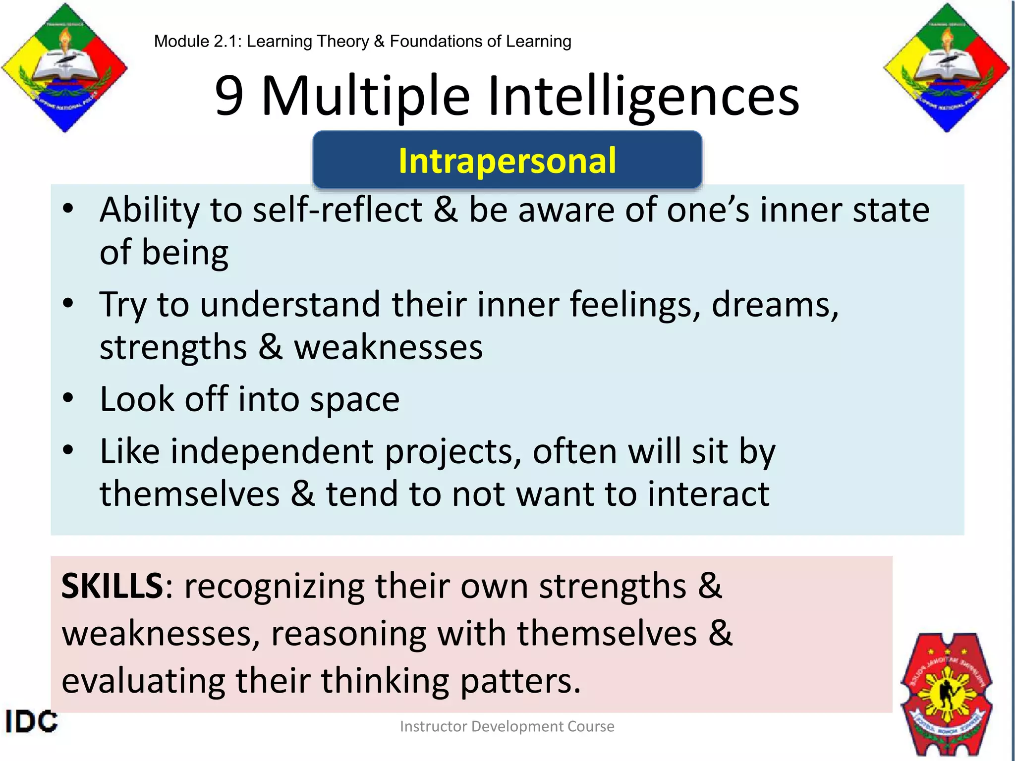 Lesson 2.1 learning theory and foundations of learning | PPT