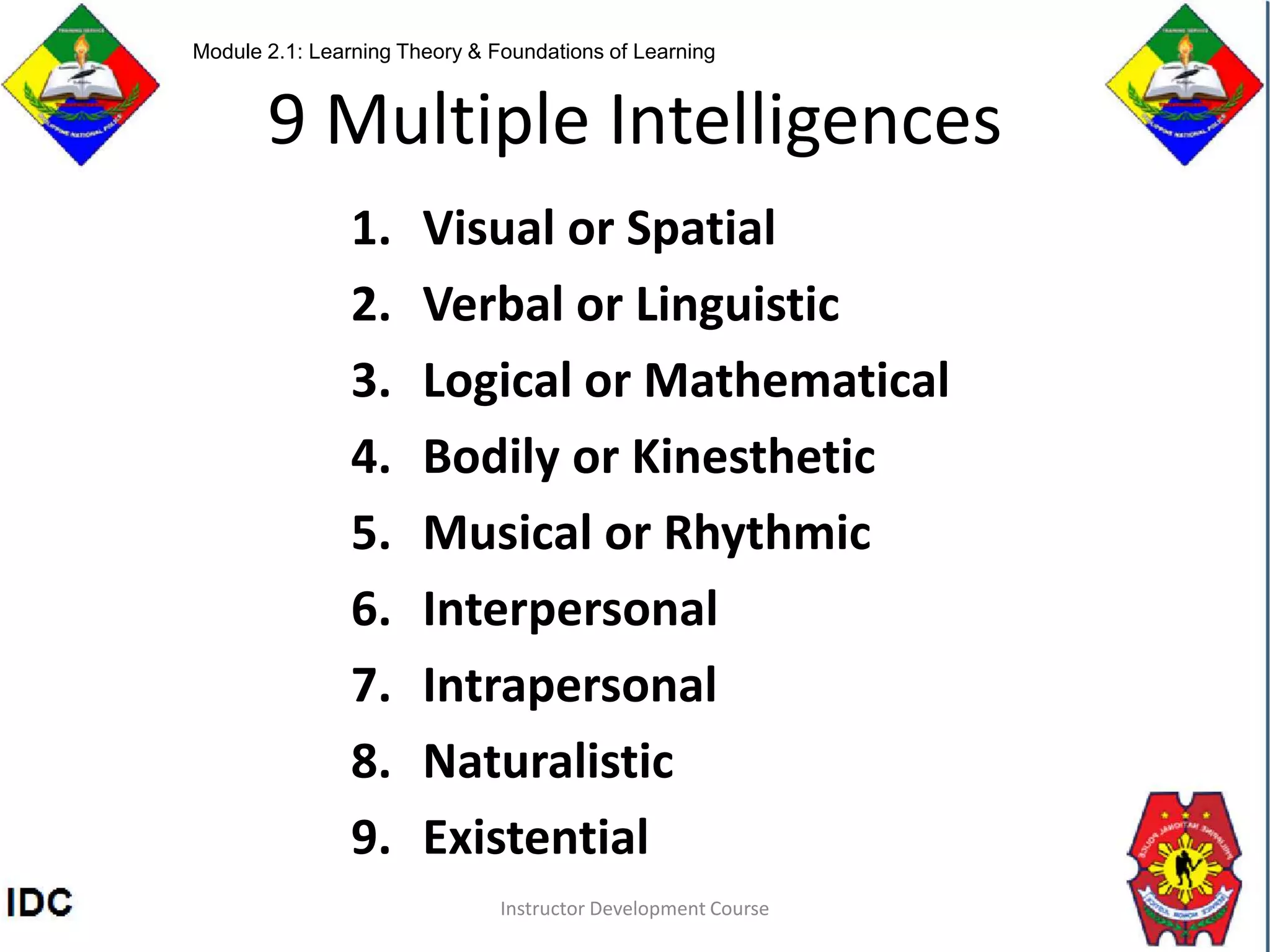 Lesson 2.1 learning theory and foundations of learning | PPT