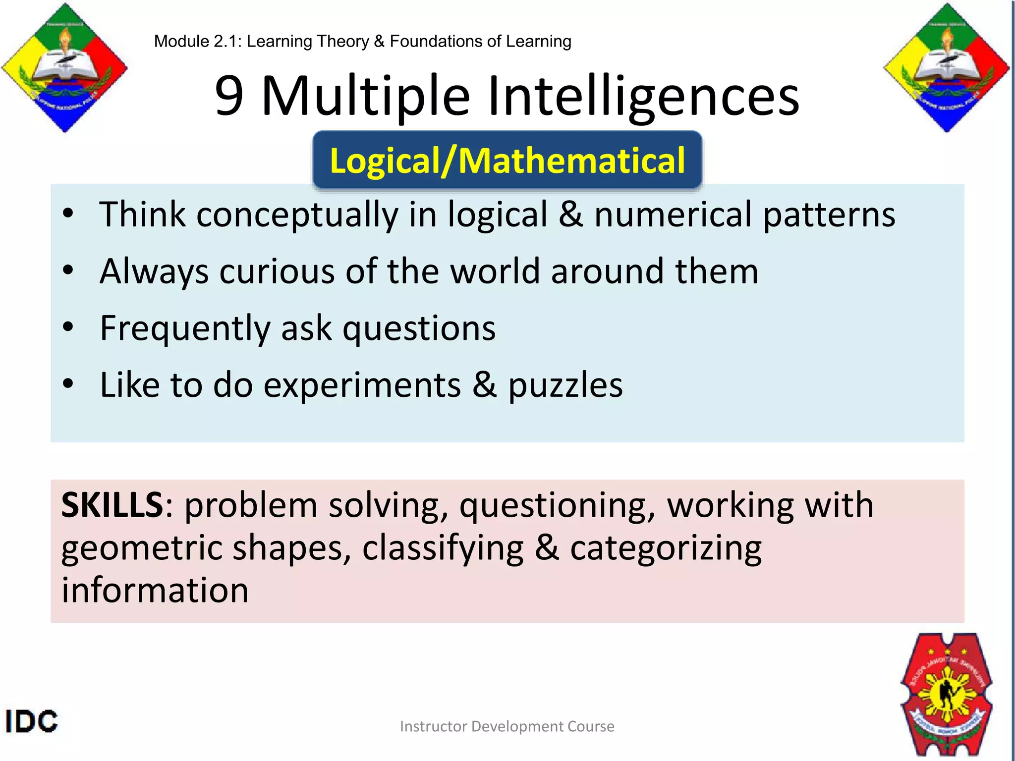 Lesson 2.1 learning theory and foundations of learning | PPTX