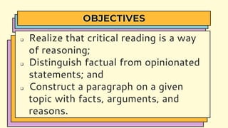 Critical Reading as Reasoning | PPTX