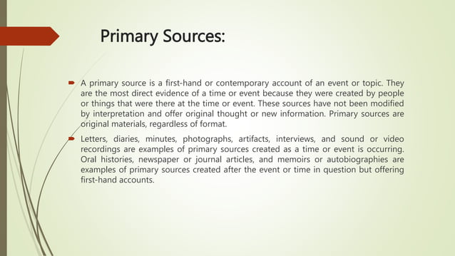 primary and secondary sources history.pptx | Secondary Education ...