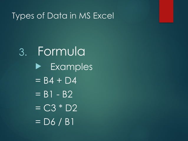 Lesson22 Excel Data Types And Mouse Pointerspptx 