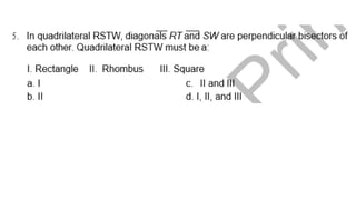 properties of parallelogram square rectangle and rhombus | PPT