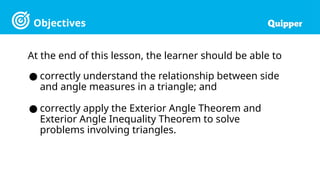 Understanding Exterior Angle Inequality and Theorems in Triangles | PPTX