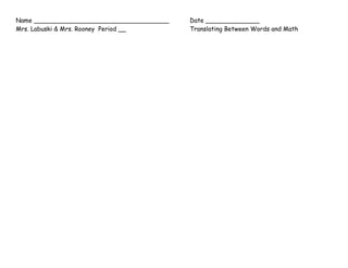 Lesson 2 2 translating between words and math notes | DOC