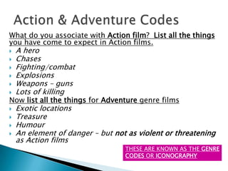 GCSE Media Action Adventure Lesson 2 - action adventure films intro | PPT