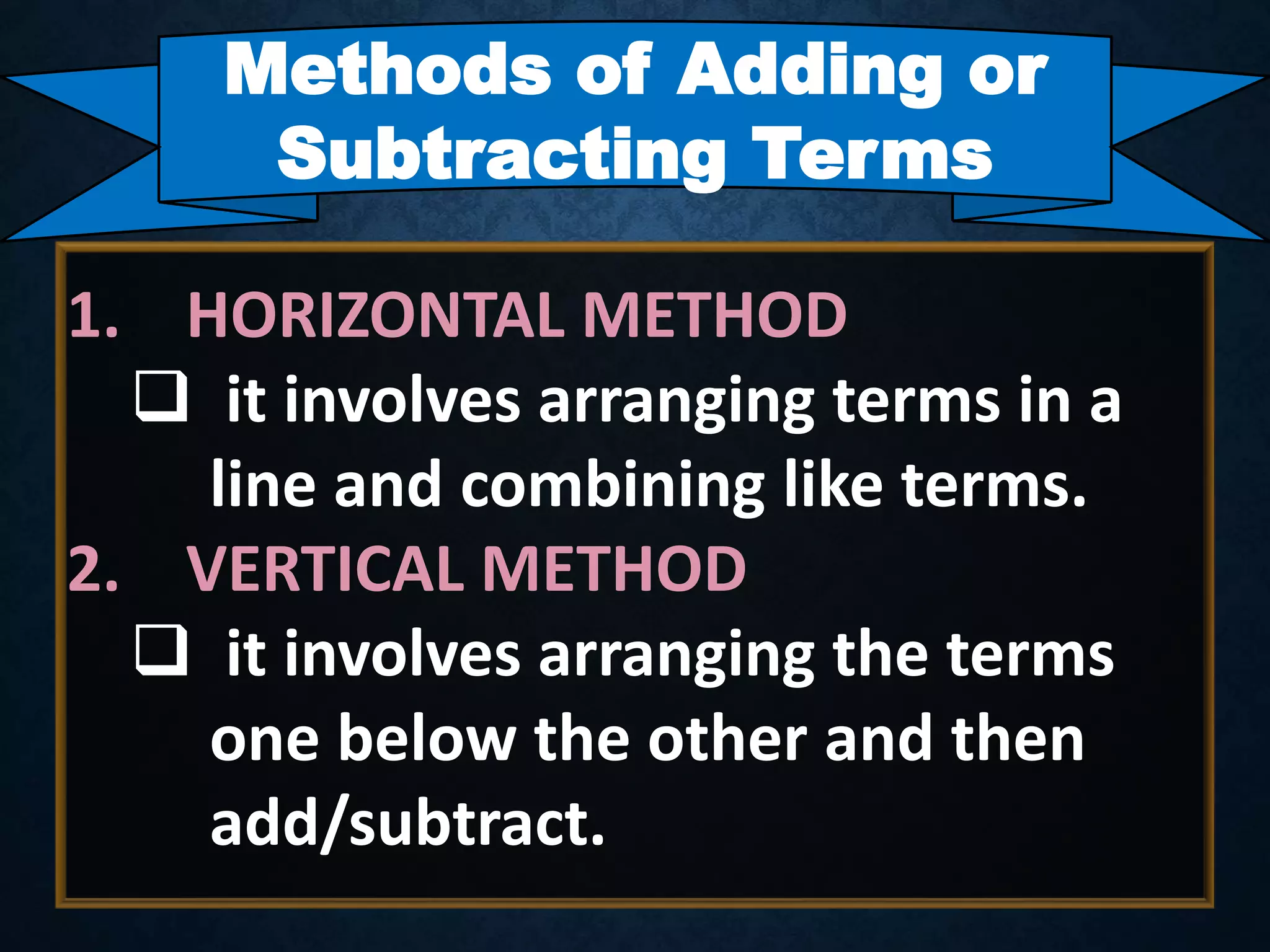 Add and subtract terms | PPTX