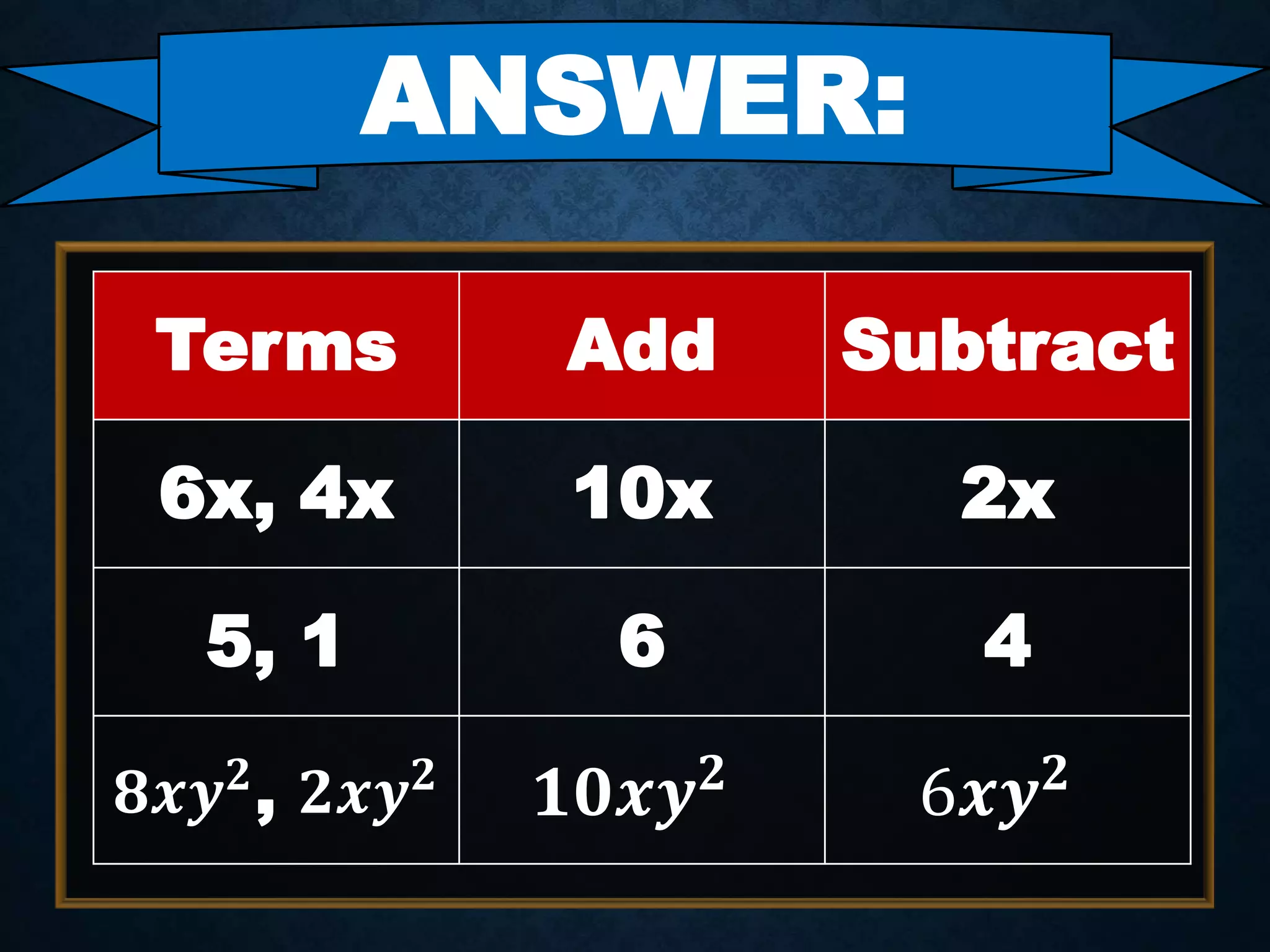 Add and subtract terms | PPTX