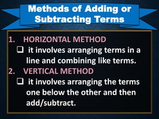 Add and subtract terms | PPTX