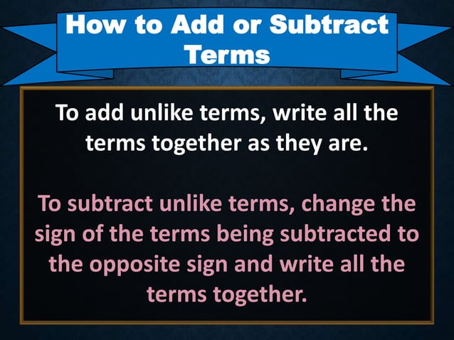 Add and subtract terms | PPTX