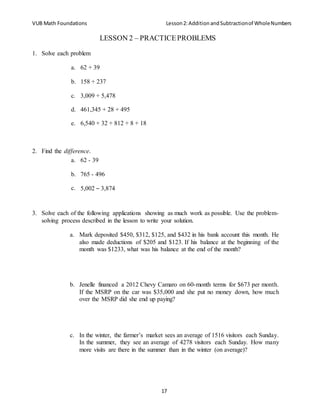 Lesson 2 Addition & Subtraction | DOCX