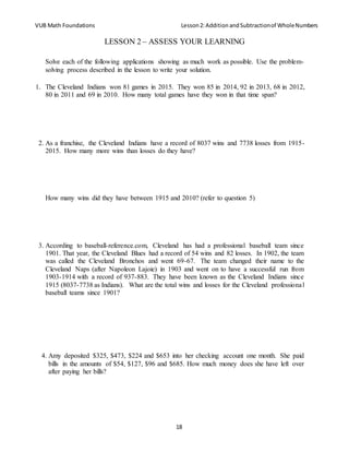 Lesson 2 Addition & Subtraction | DOCX