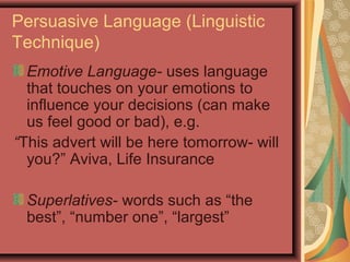 Lesson2 advertising-persuasive language-techs | PPT