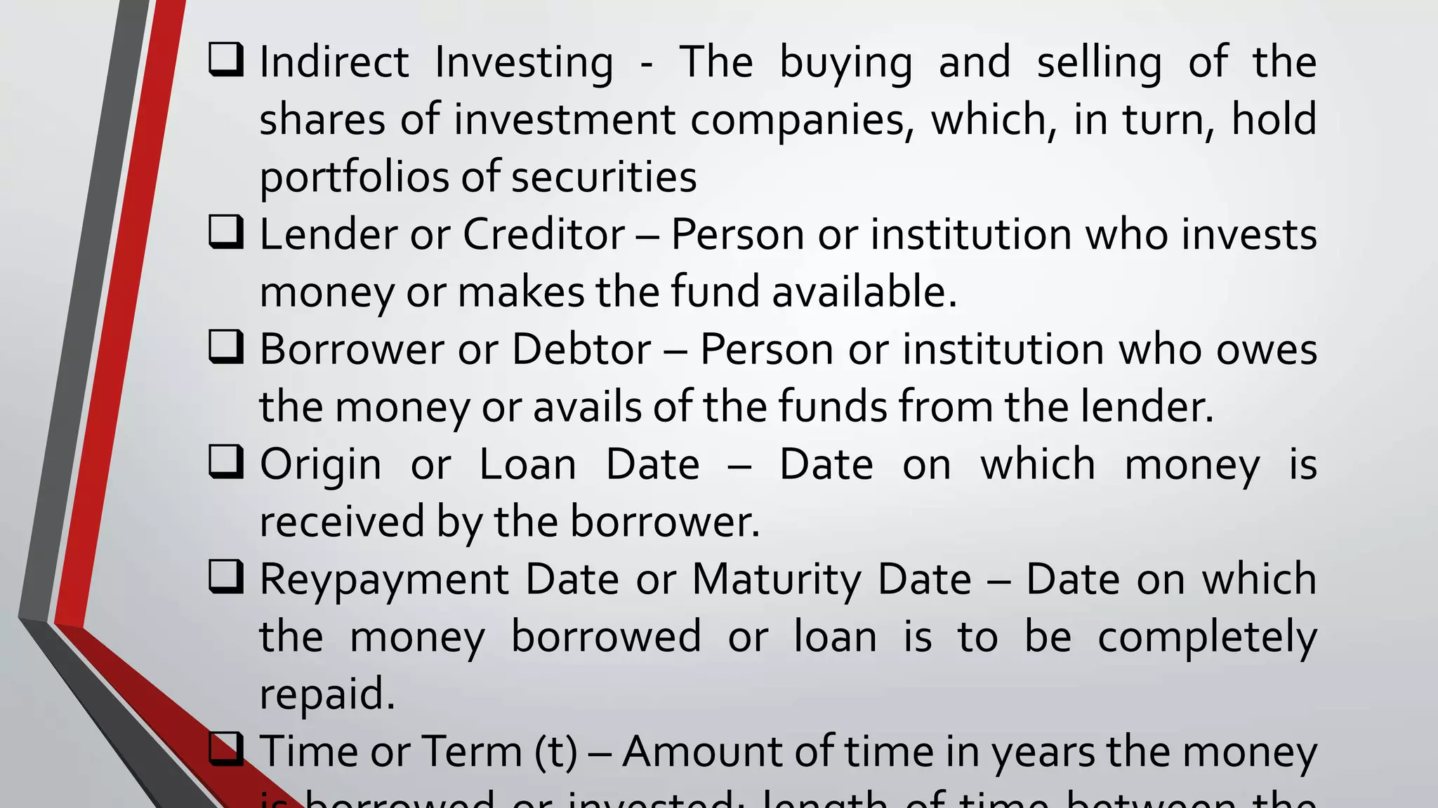 Lesson 2 basic terminologies of investment | PPTX