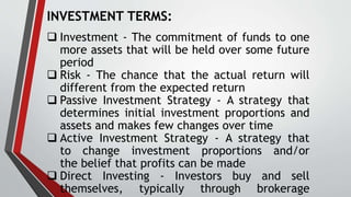 Lesson 2 basic terminologies of investment | PPTX