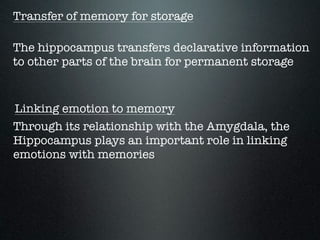 Lesson 2 brain structures involved in memory function 2015 | PPT