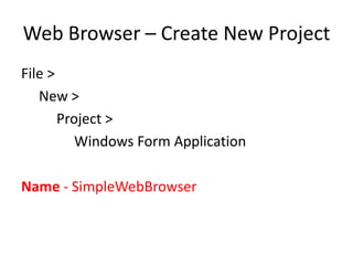 Button controls and using methods to make a simple web browser | PPTX