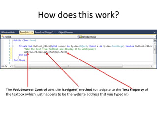 Button controls and using methods to make a simple web browser | PPTX