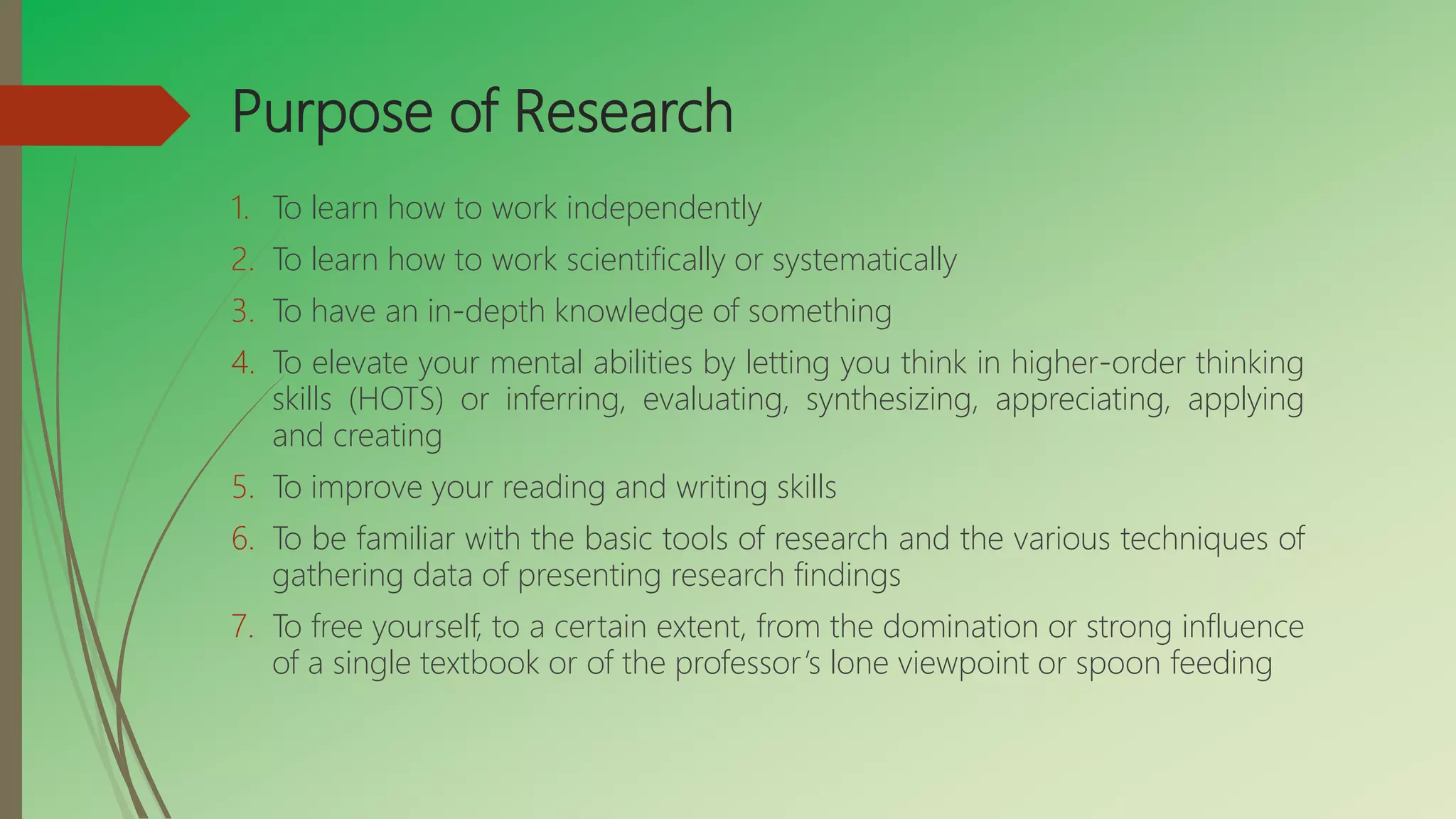 Lesson 2 characteristics, purpose and types of research | PPTX
