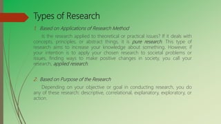 Lesson 2 characteristics, purpose and types of research | PPTX